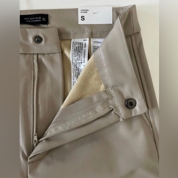 Zara | Pants & Jumpsuits | Zara Sand Beige Faux Leather Leggings | Poshmark